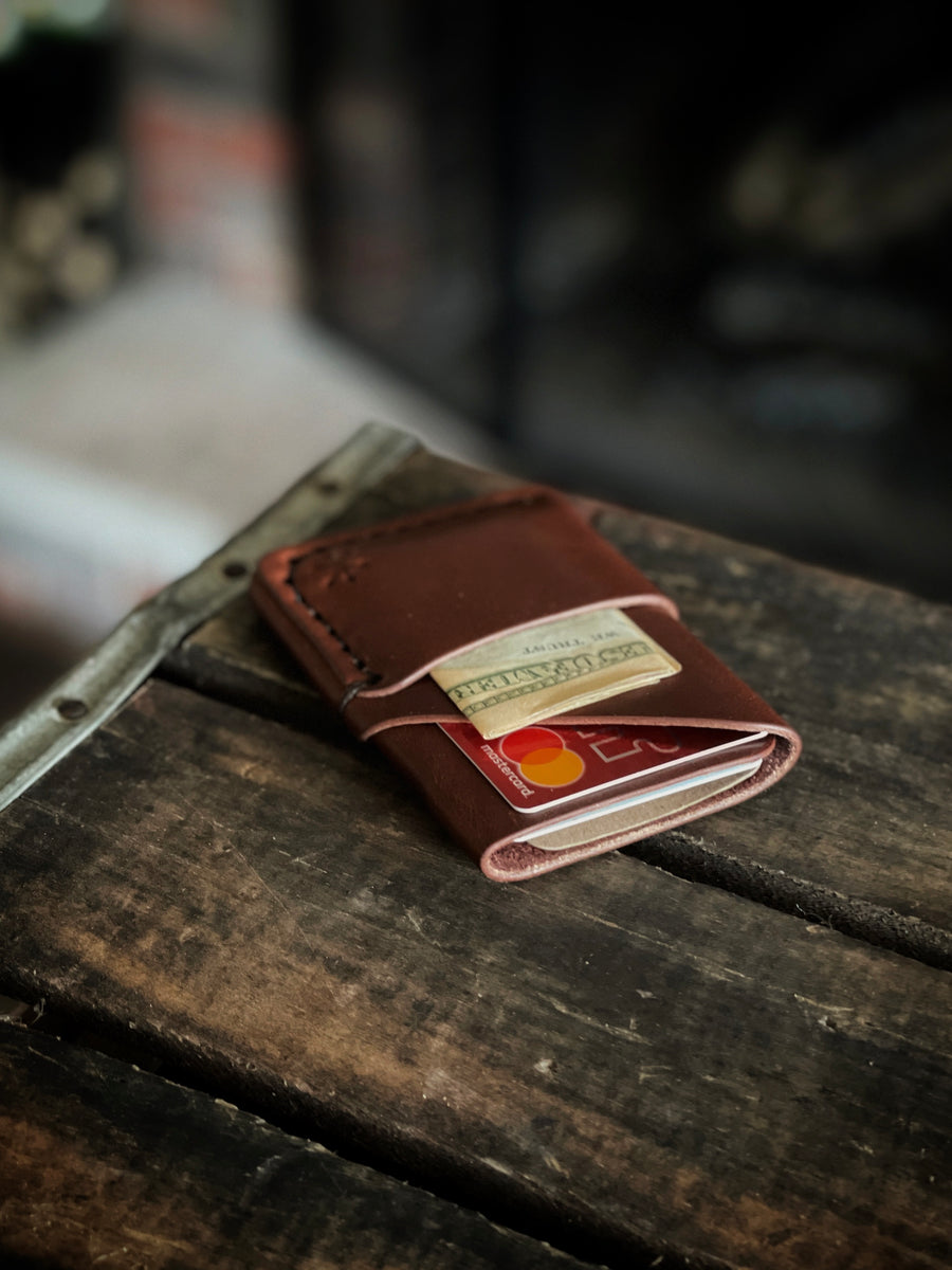 Mitchell wallet - Medium Brown harness leather – Three Sons Leather Company